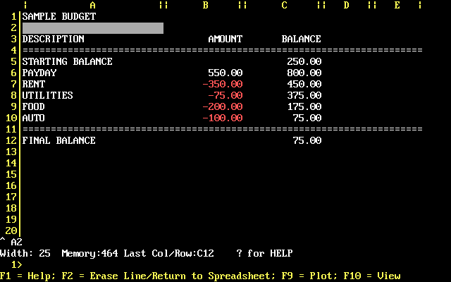DOS Days SuperCalc DOS Days SuperCalc